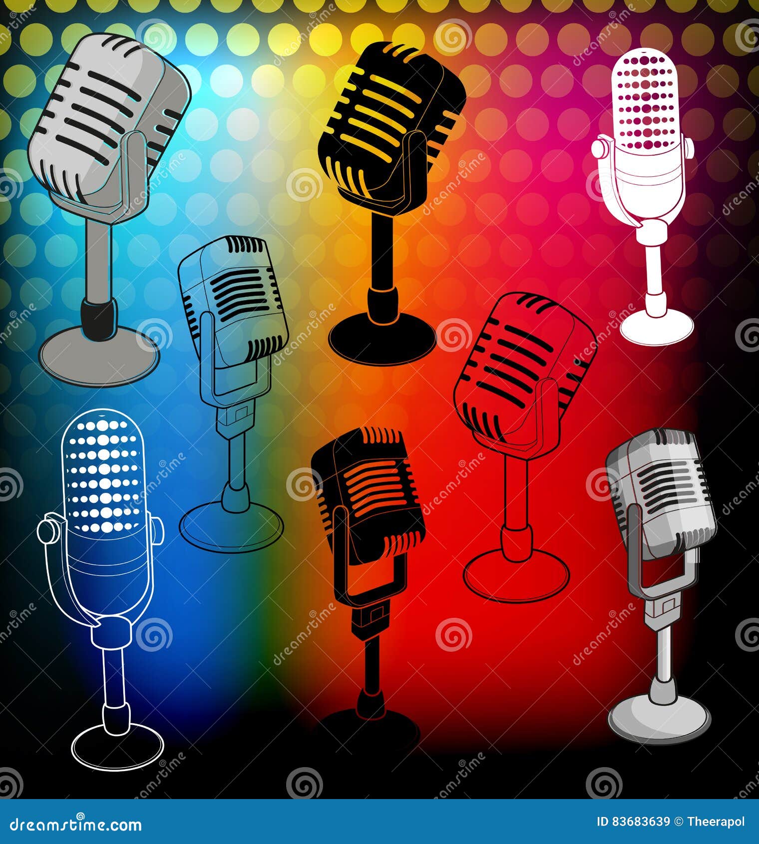 Vintage microphone set stock illustration. Illustration of graphic ...