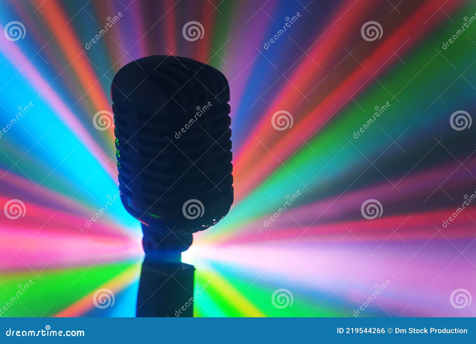 Vintage Microphone with Stage Disco Lights. Stock Photo - Image of ...