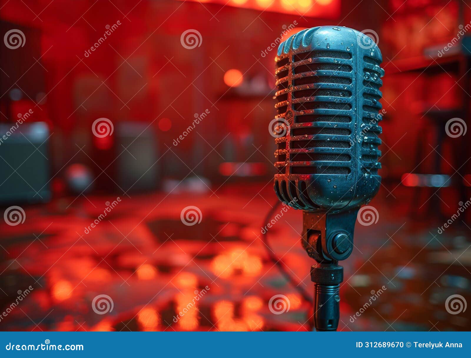 Vintage Microphone on Stage in the Spotlight Performance of the Musical ...