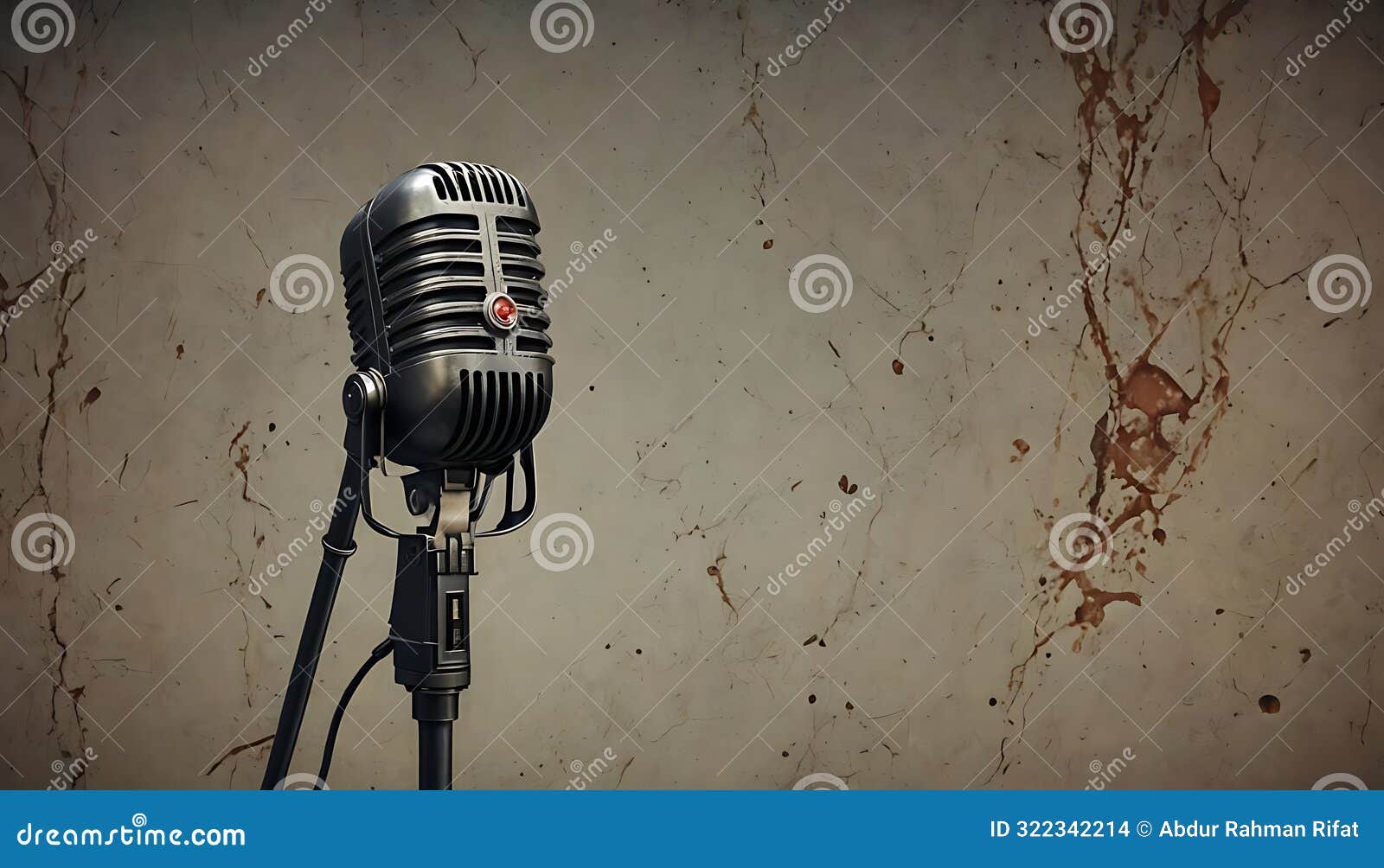 Vintage Microphone on Stand in Front of Wall Stock Photo - Image of ...
