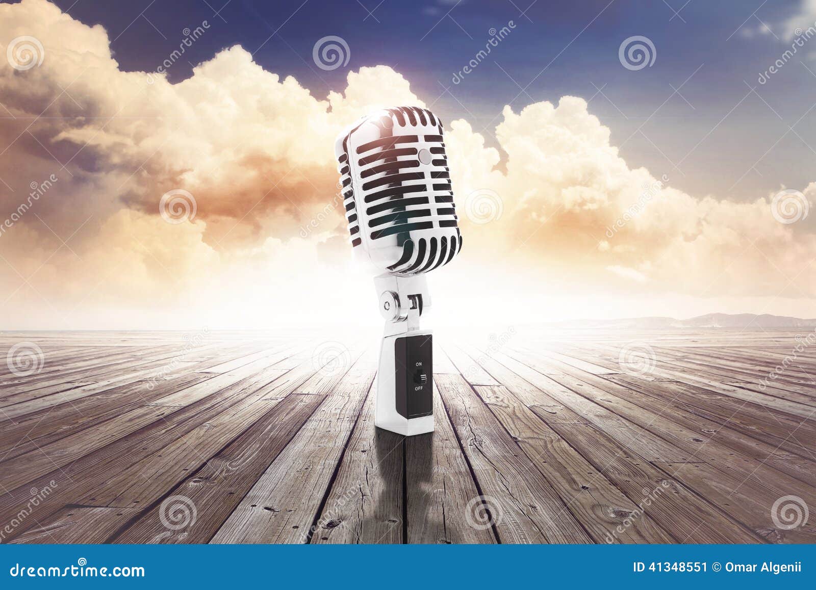 Vintage microphone stock image. Image of wood, natural - 41348551
