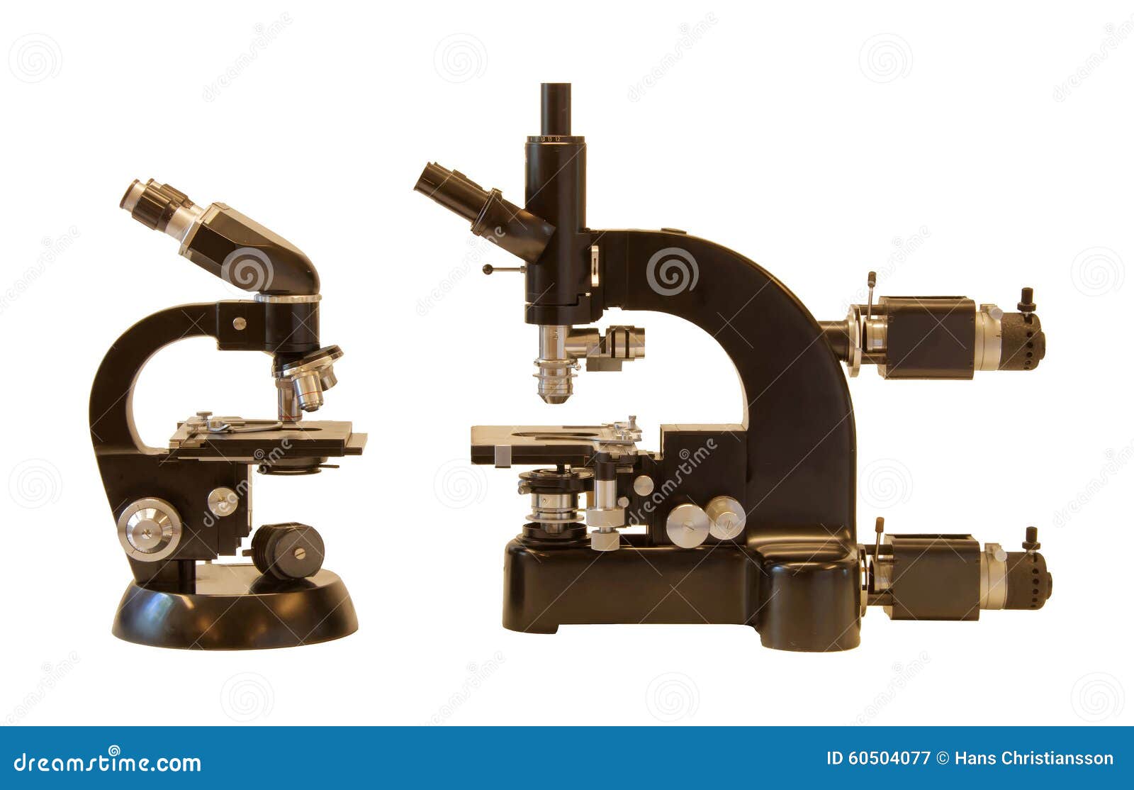 Vintage Microscope Family, Side View Stock Image - Image of black ...