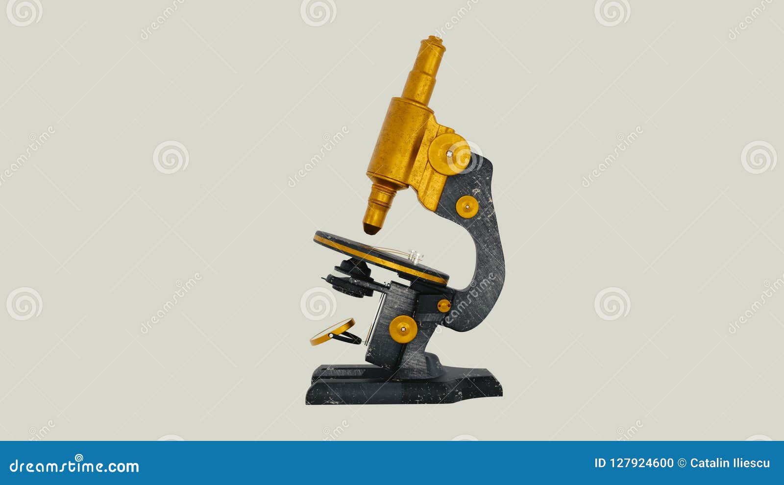 Vintage Microscope Old Warn Microscope Stock Photo - Image of wooden ...