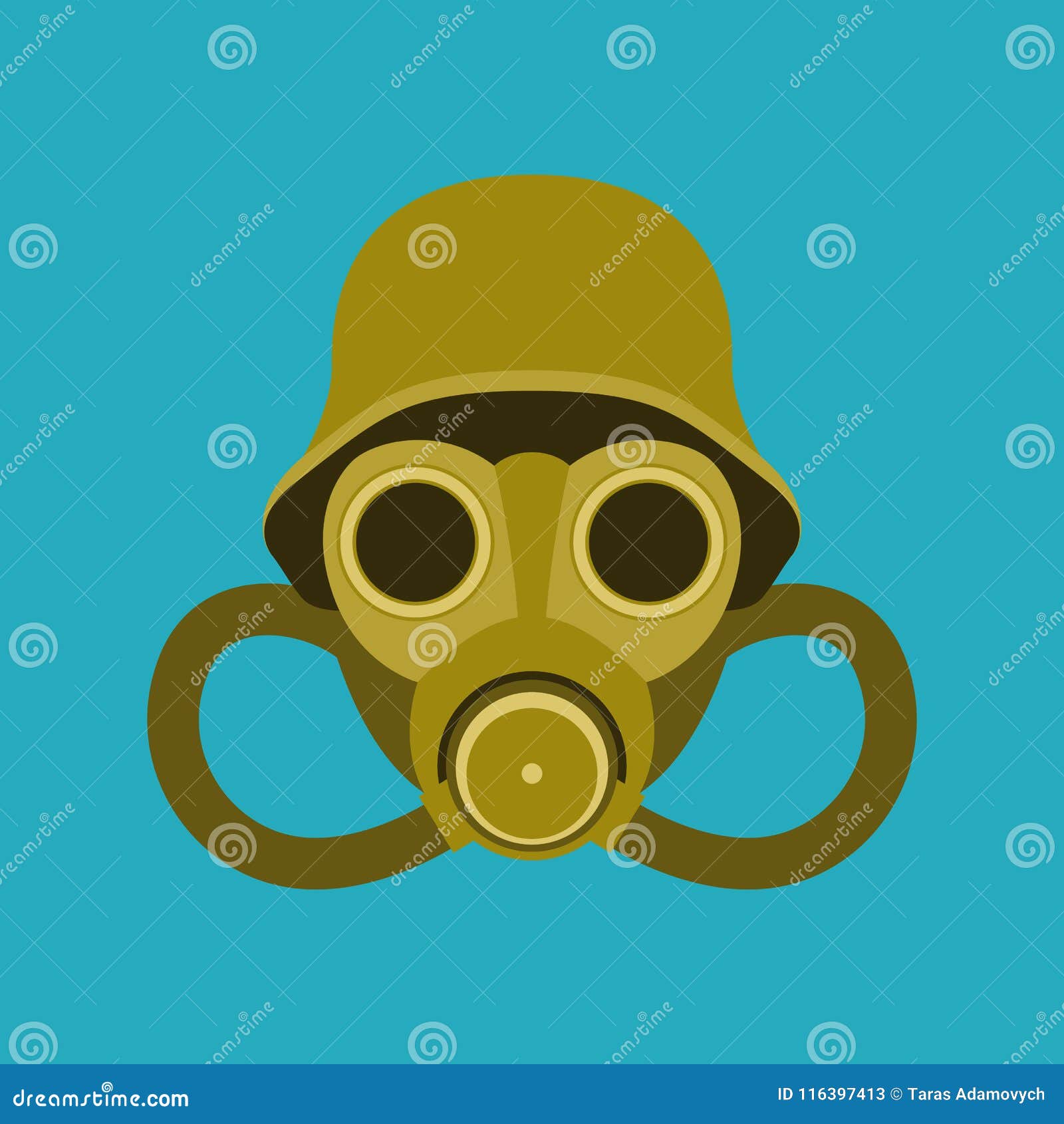 Vintage Military Gas Mask Vector Illustration Flat Style Stock Vector ...