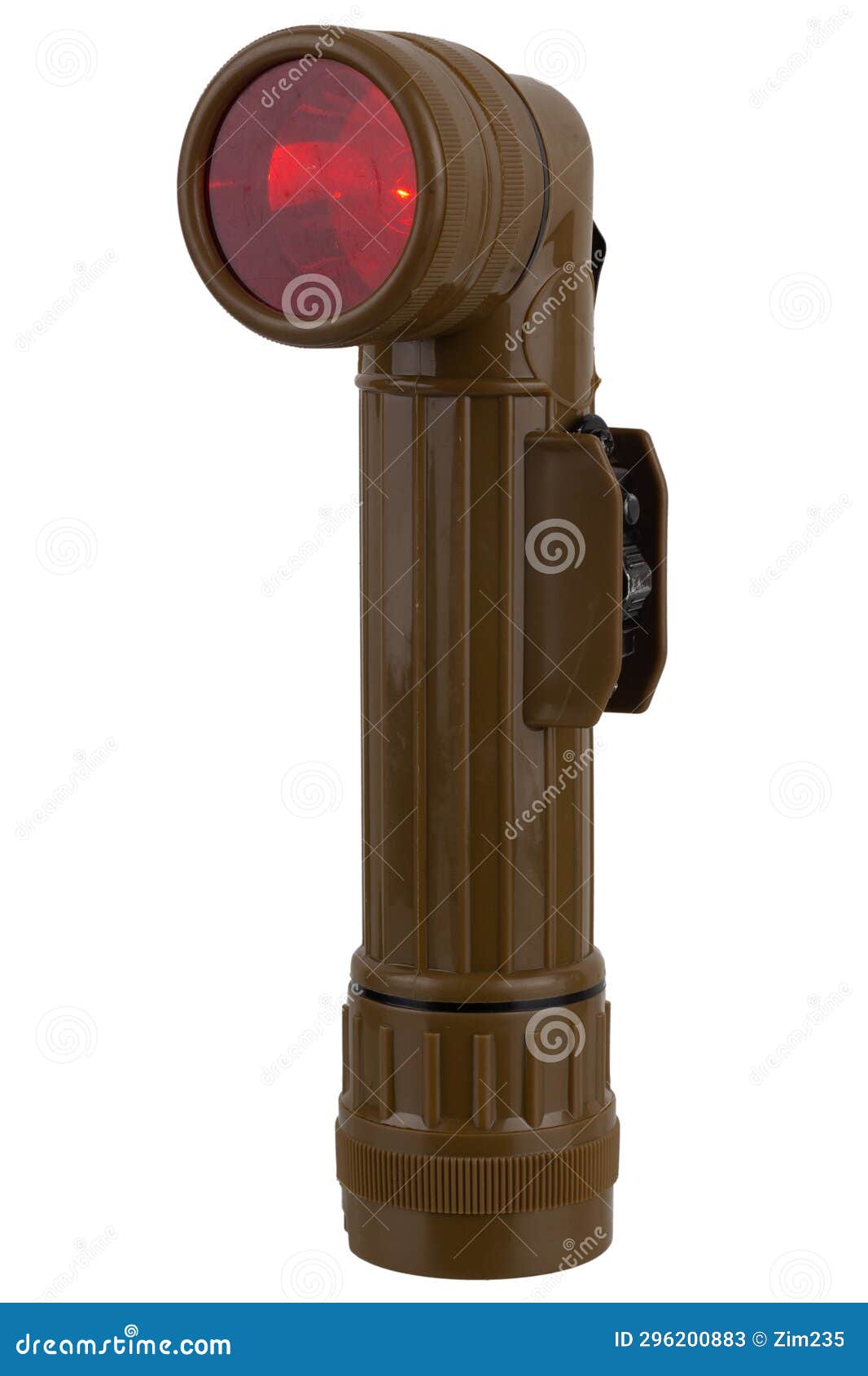 Vintage Military Style Flashlight with Red Light Isolated on White ...
