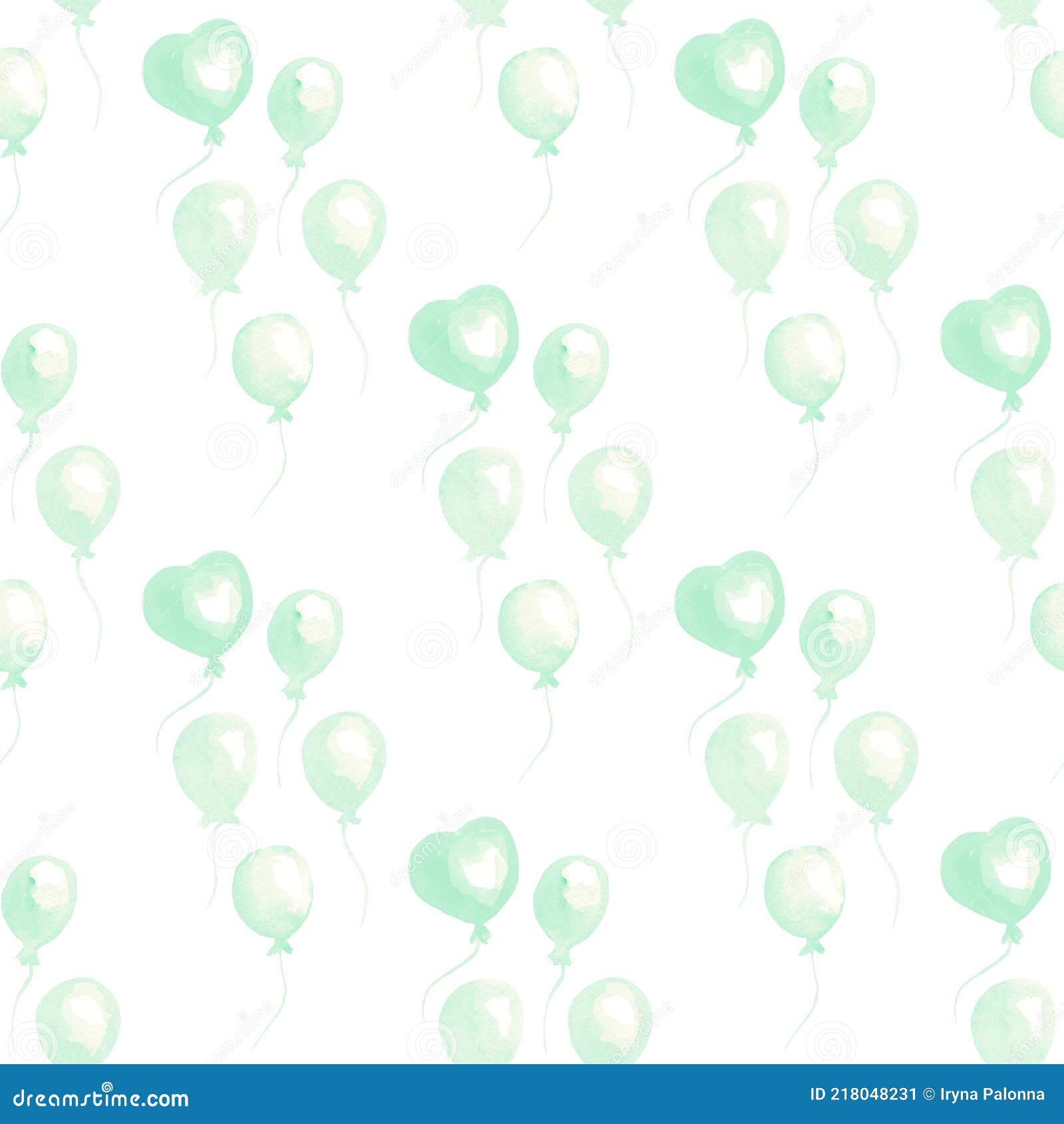 Vintage Mint Color Seamless Pattern with Balloons Stock Illustration ...