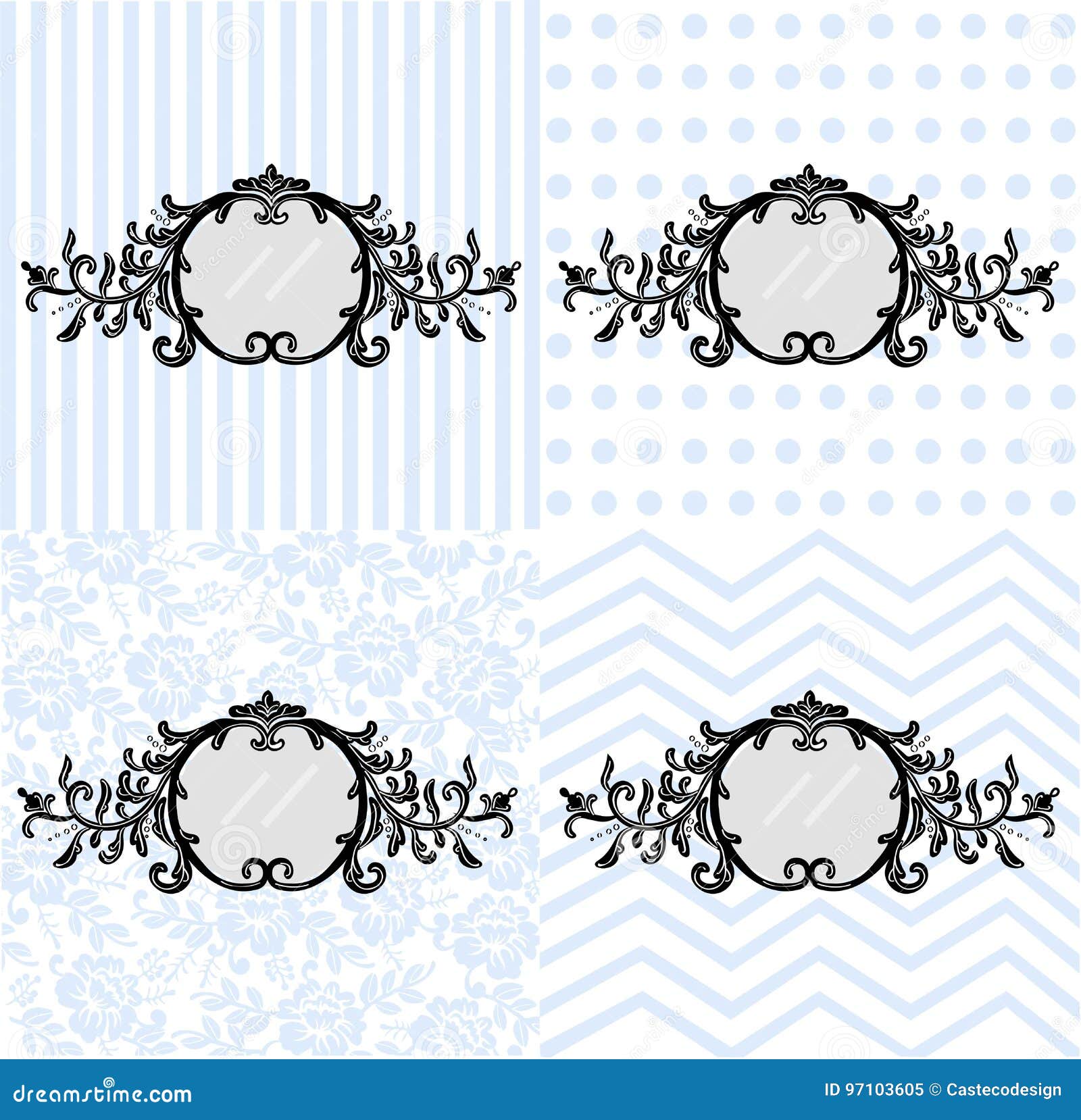 Vintage Mirror Frames Set. Vector Collection of Round and Square ...