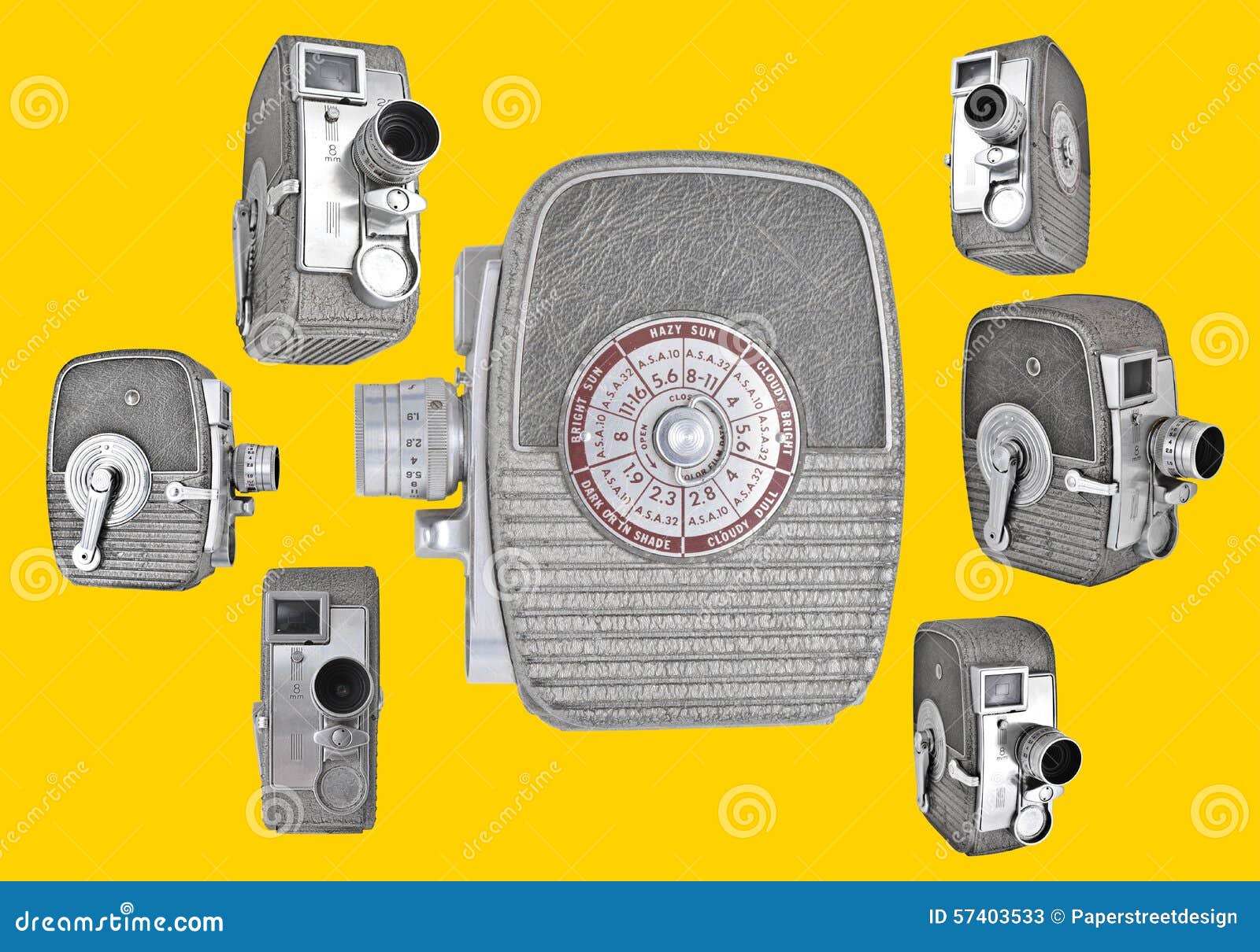 Vintage 8mm Cameras in Retro Layout Stock Image - Image of electricity ...