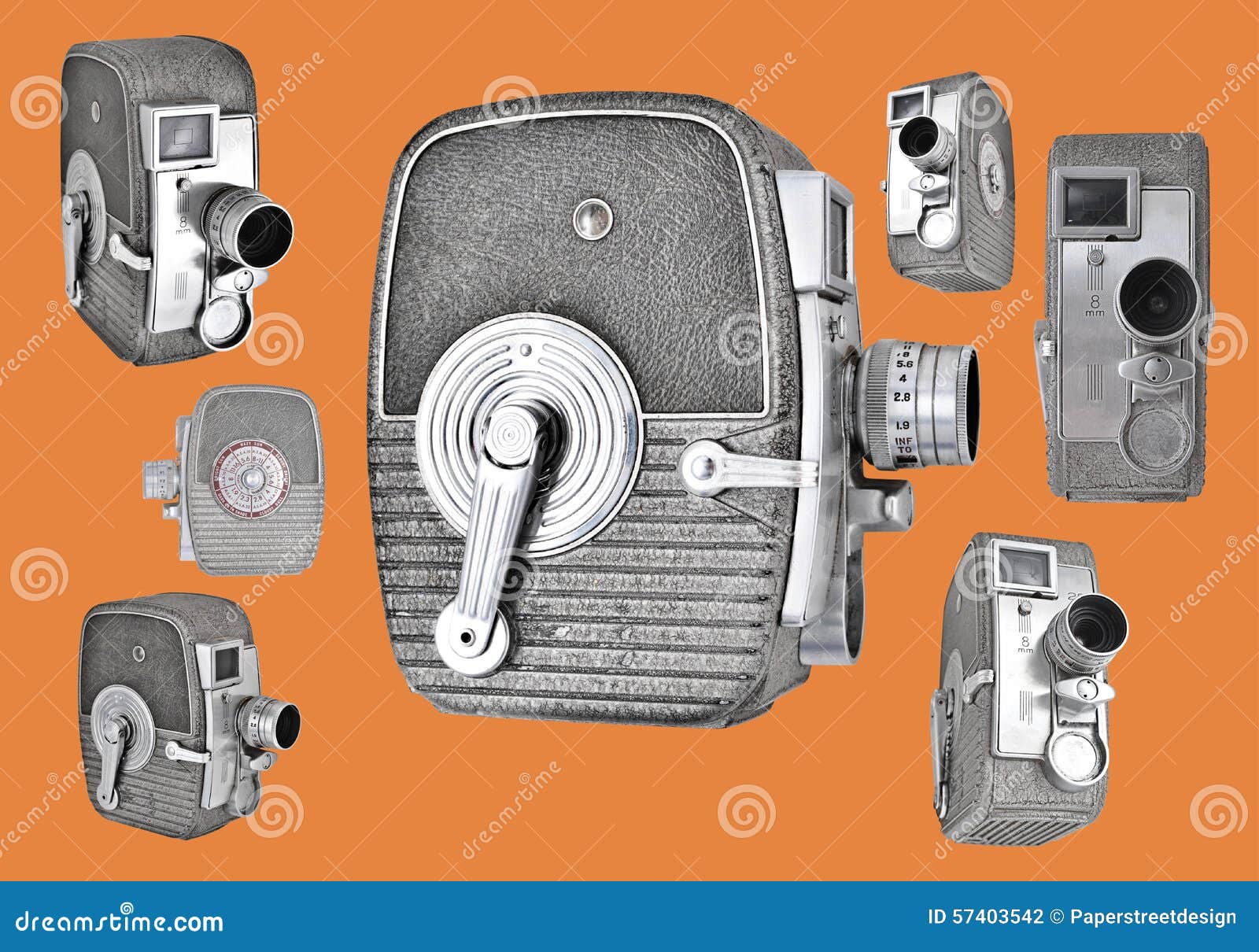 Vintage 8mm Cameras in Retro Layout Stock Photo - Image of ...