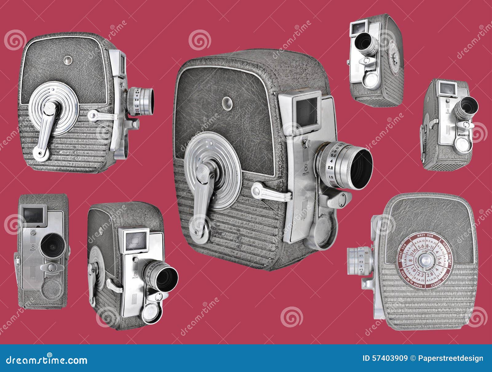 Vintage 8mm Cameras in Retro Layout Stock Illustration - Illustration ...