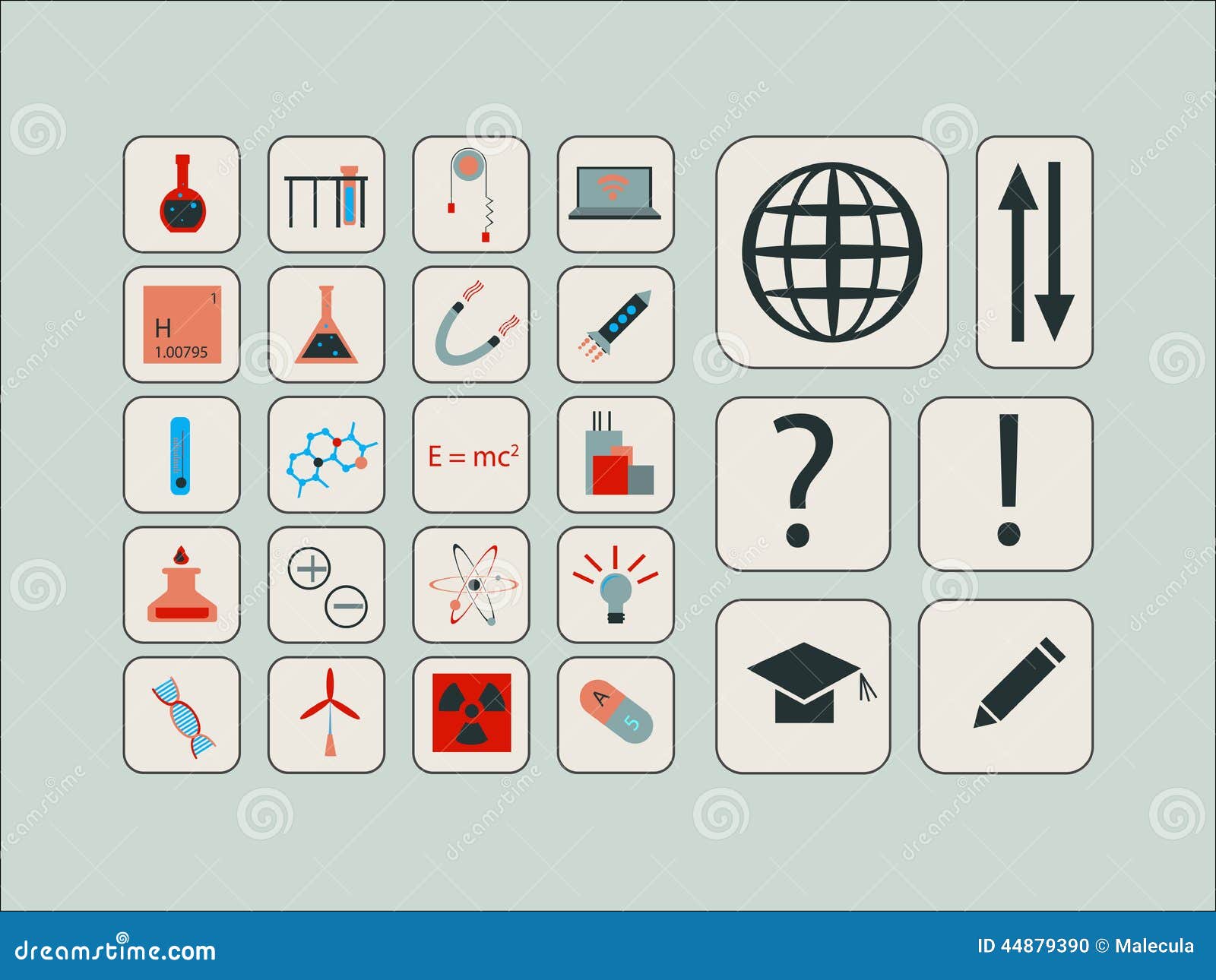 Vintage Modern Vector Set of Icons for Science Stock Vector ...