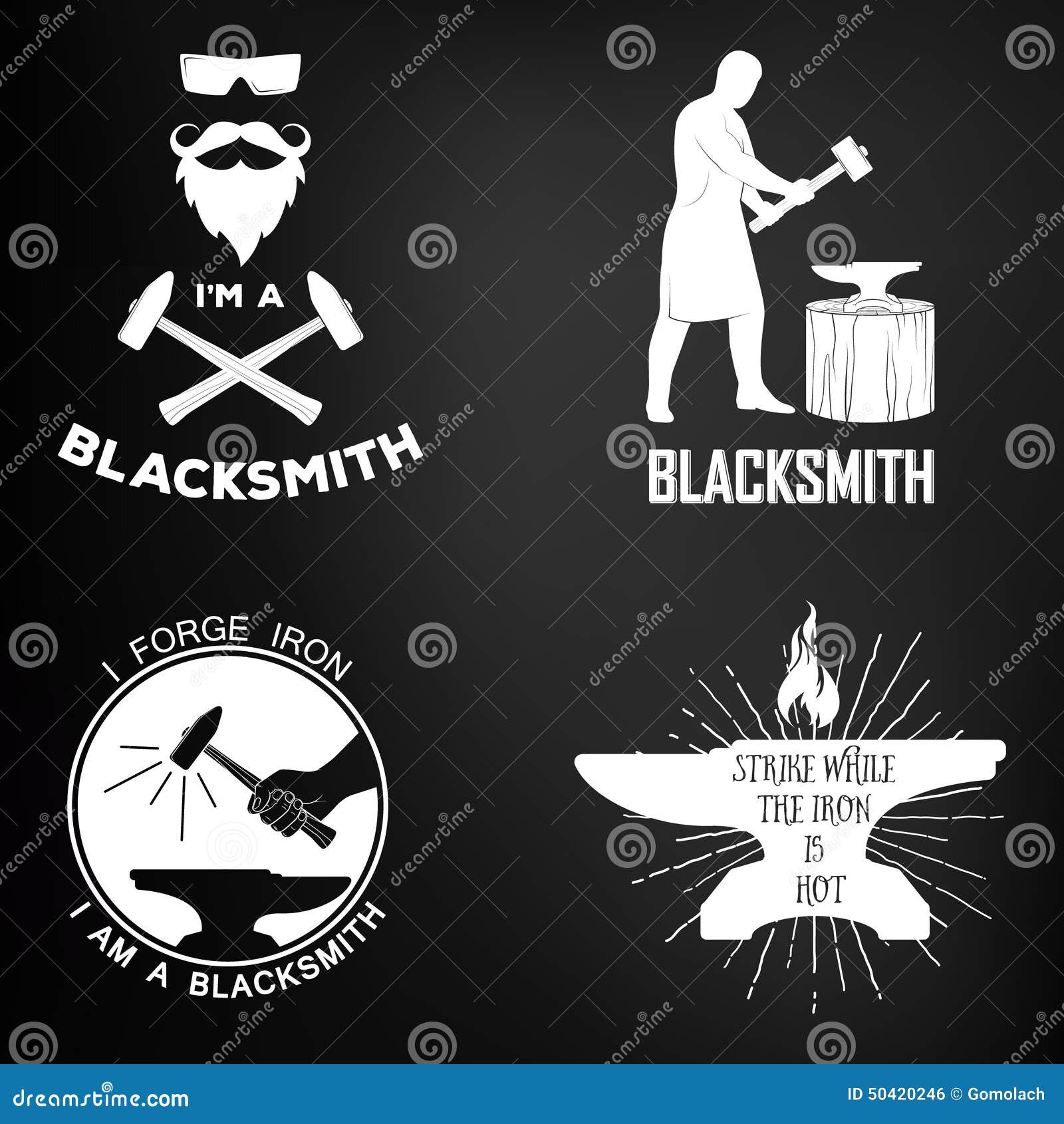 Monochrome Blacksmith Craft Handwork Icon Line Set Vector Illustration ...