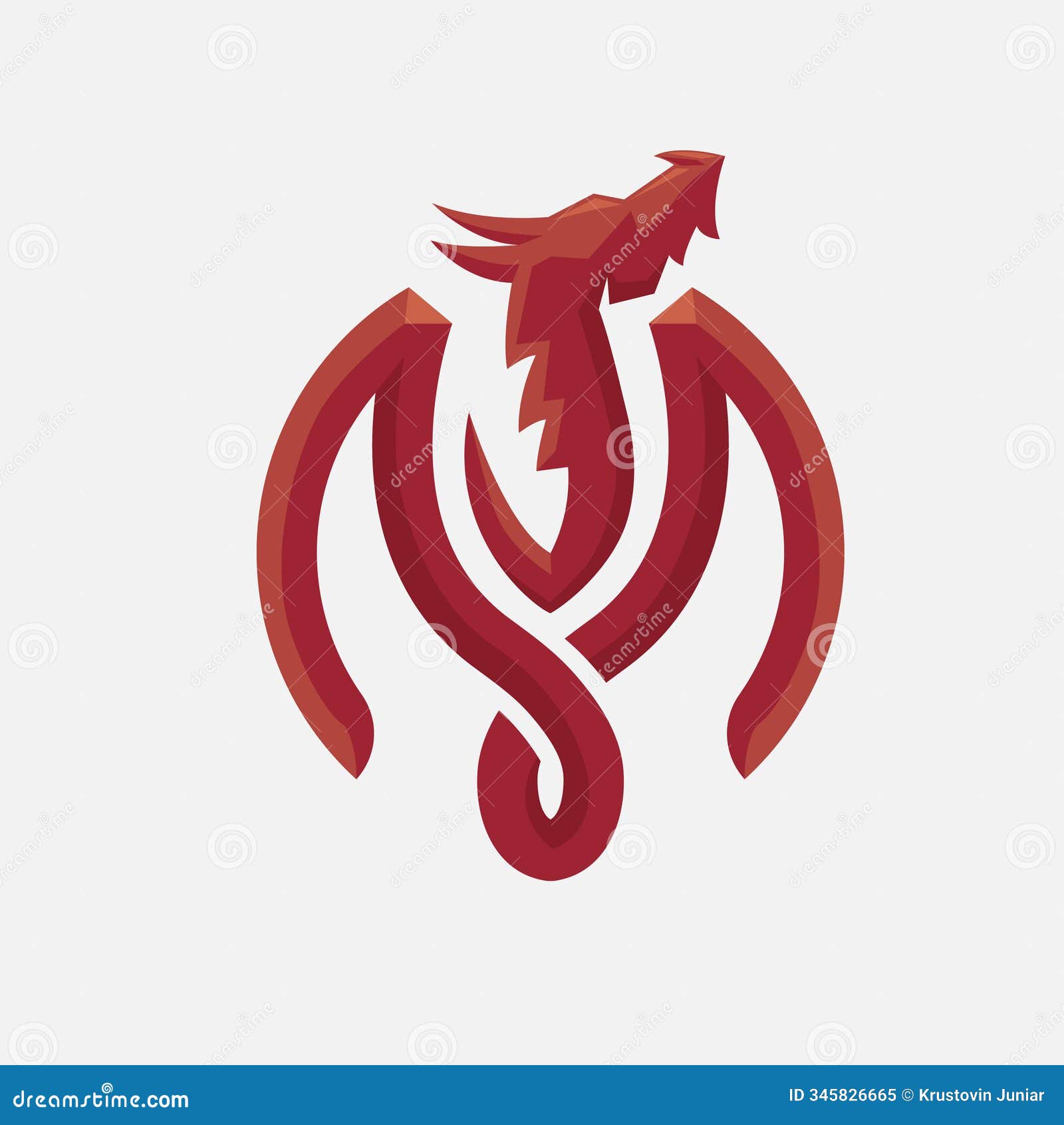 Vintage Monogram Letter M with Dragon Head Symbol Stock Illustration ...