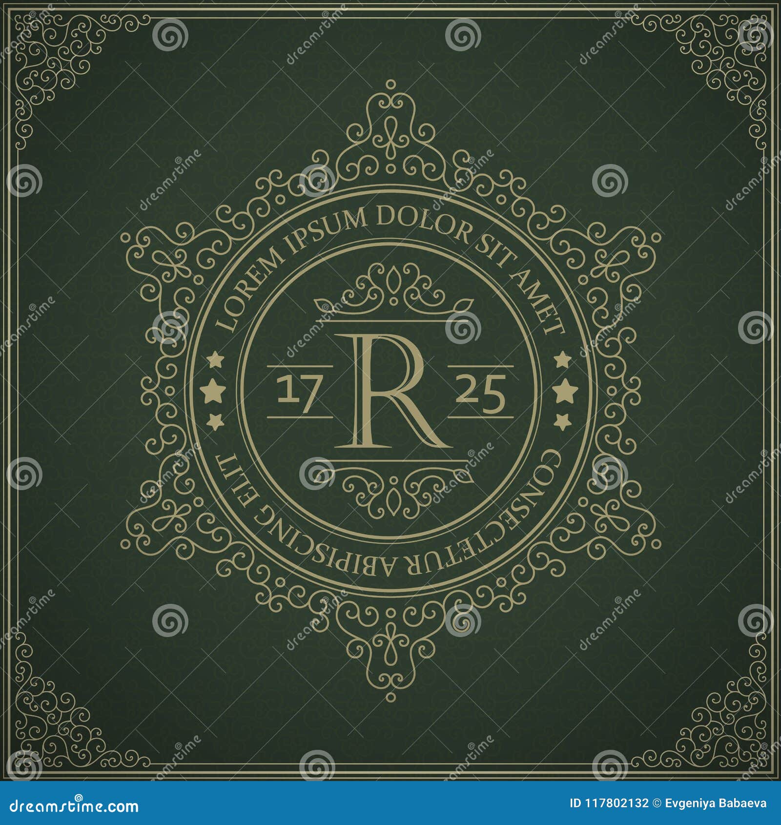 Vintage Monogram Logo Template - Flourishes Calligraphic Frame on a ...