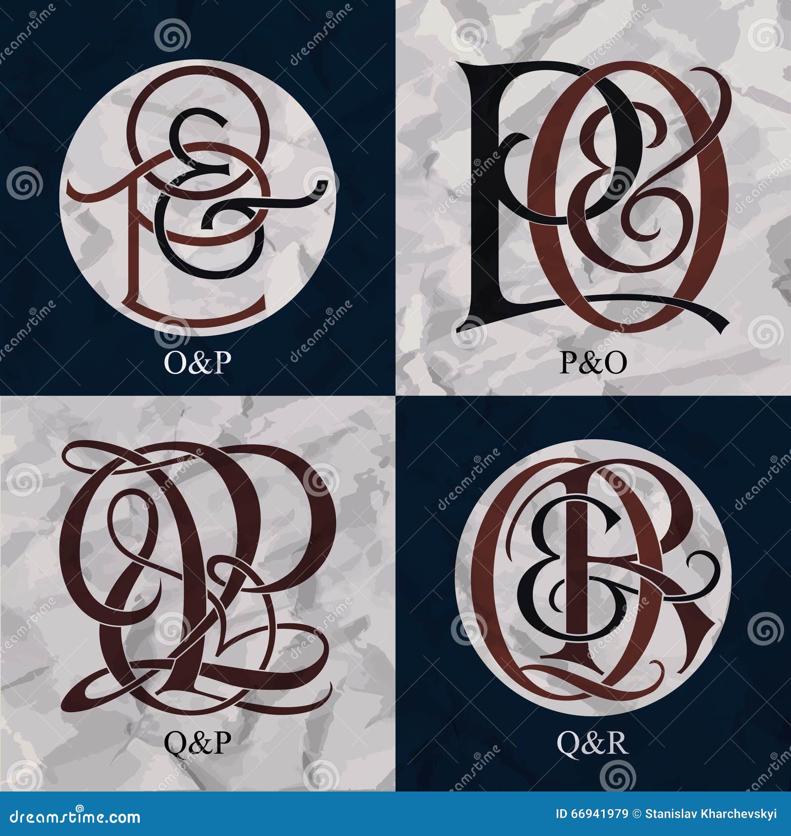 Vintage Monograms - 4 sets stock vector. Illustration of antique - 66941979