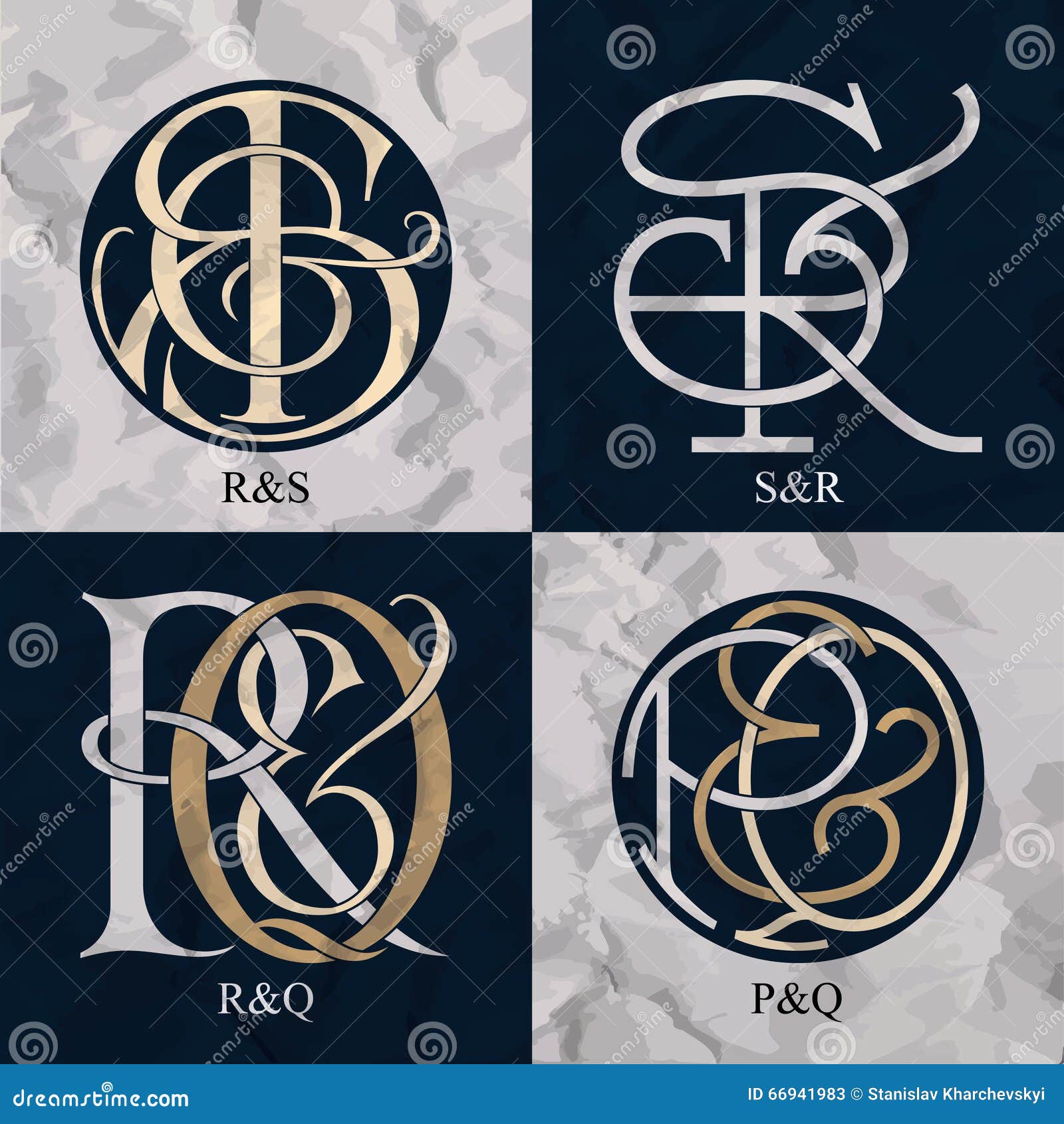 Vintage Monograms - 4 sets stock vector. Illustration of alphabet ...