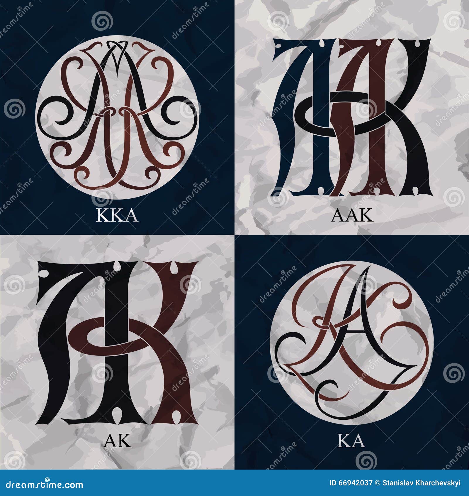 Vintage Monograms - 4 sets stock vector. Illustration of identity ...