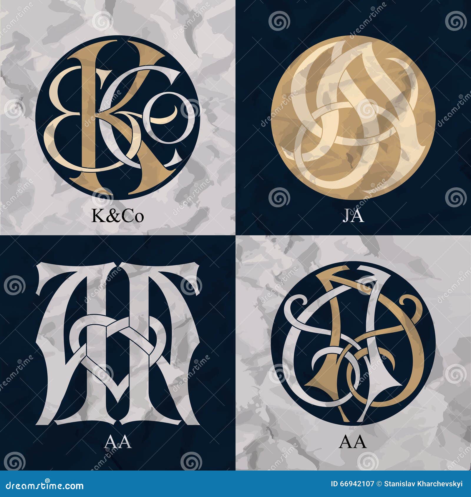 Vintage Monograms - 4 sets stock vector. Illustration of classic - 66942107