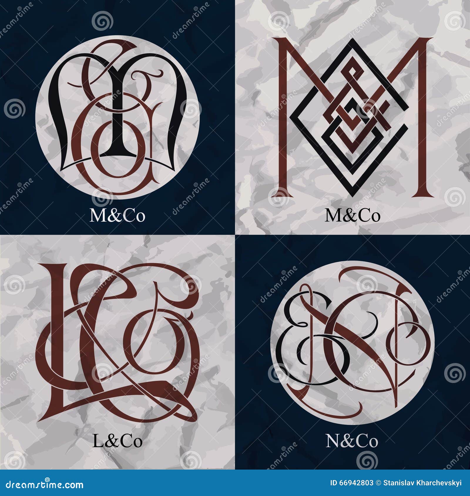 Vintage Monograms - 4 sets stock vector. Illustration of ornamental ...