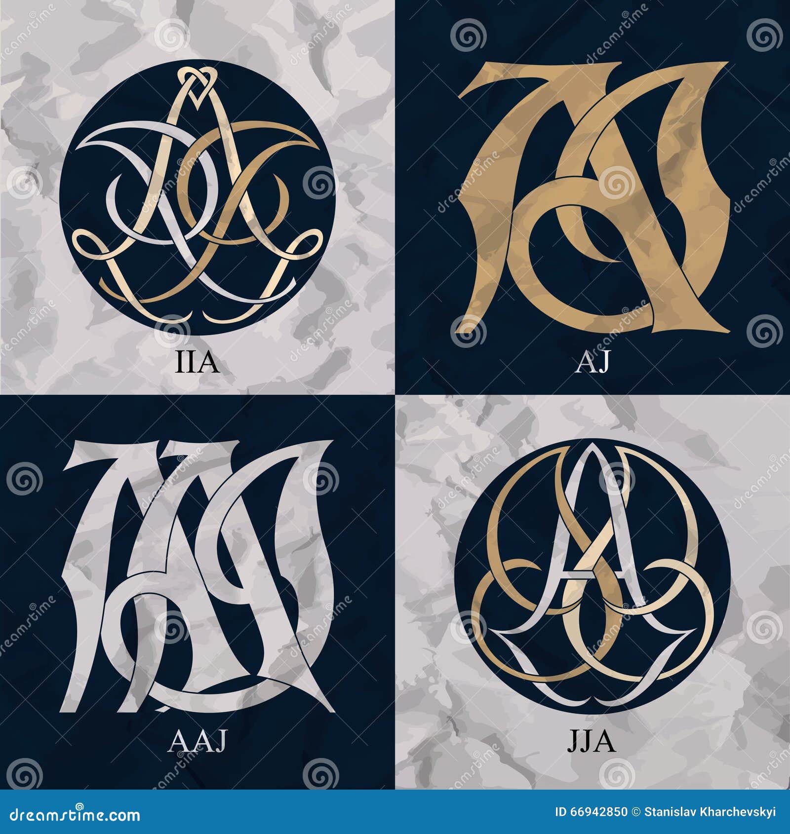 Vintage Monograms - 4 sets stock vector. Illustration of font - 66942850