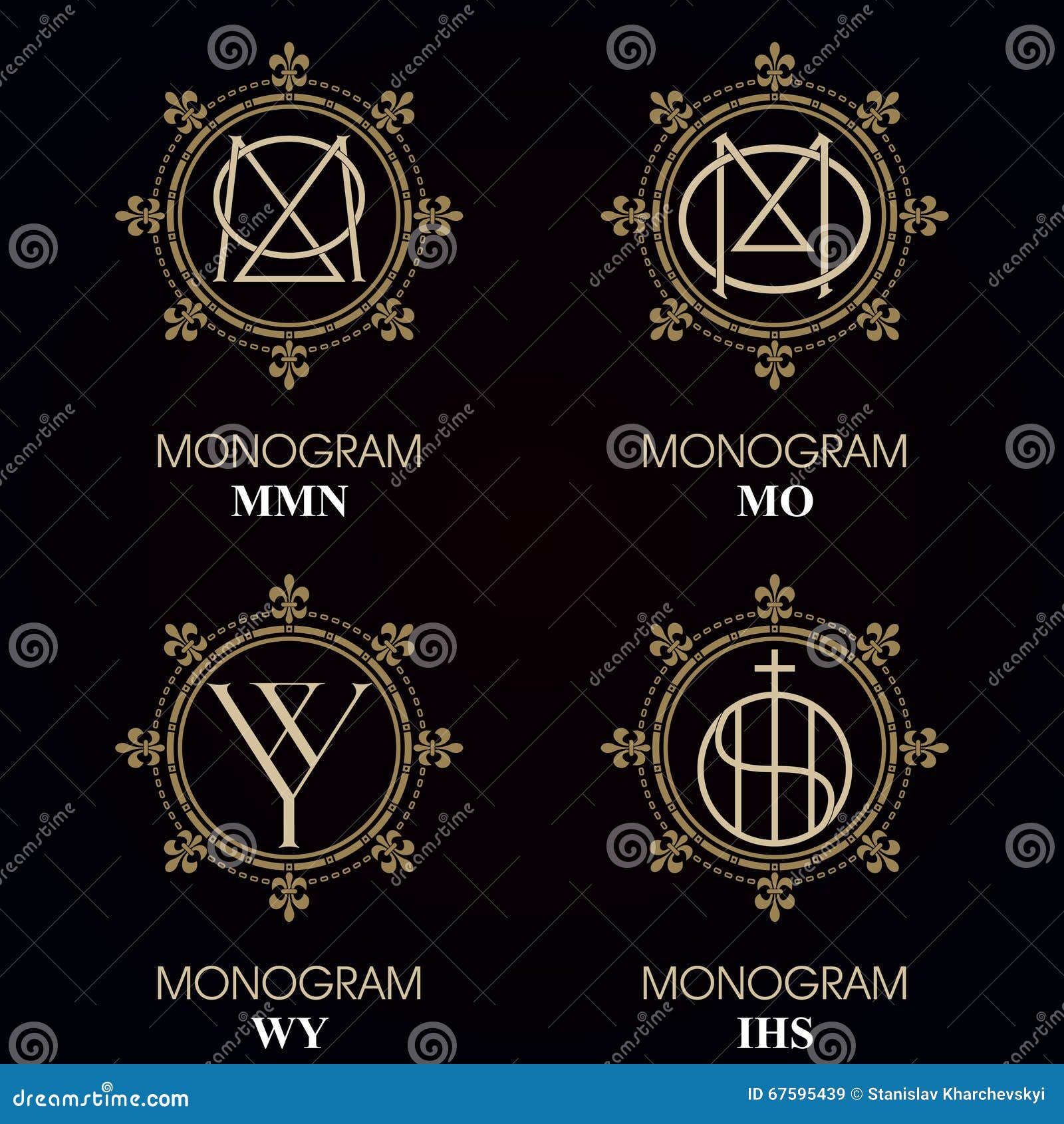 Vintage Monograms - 4 sets stock vector. Illustration of special - 67595439