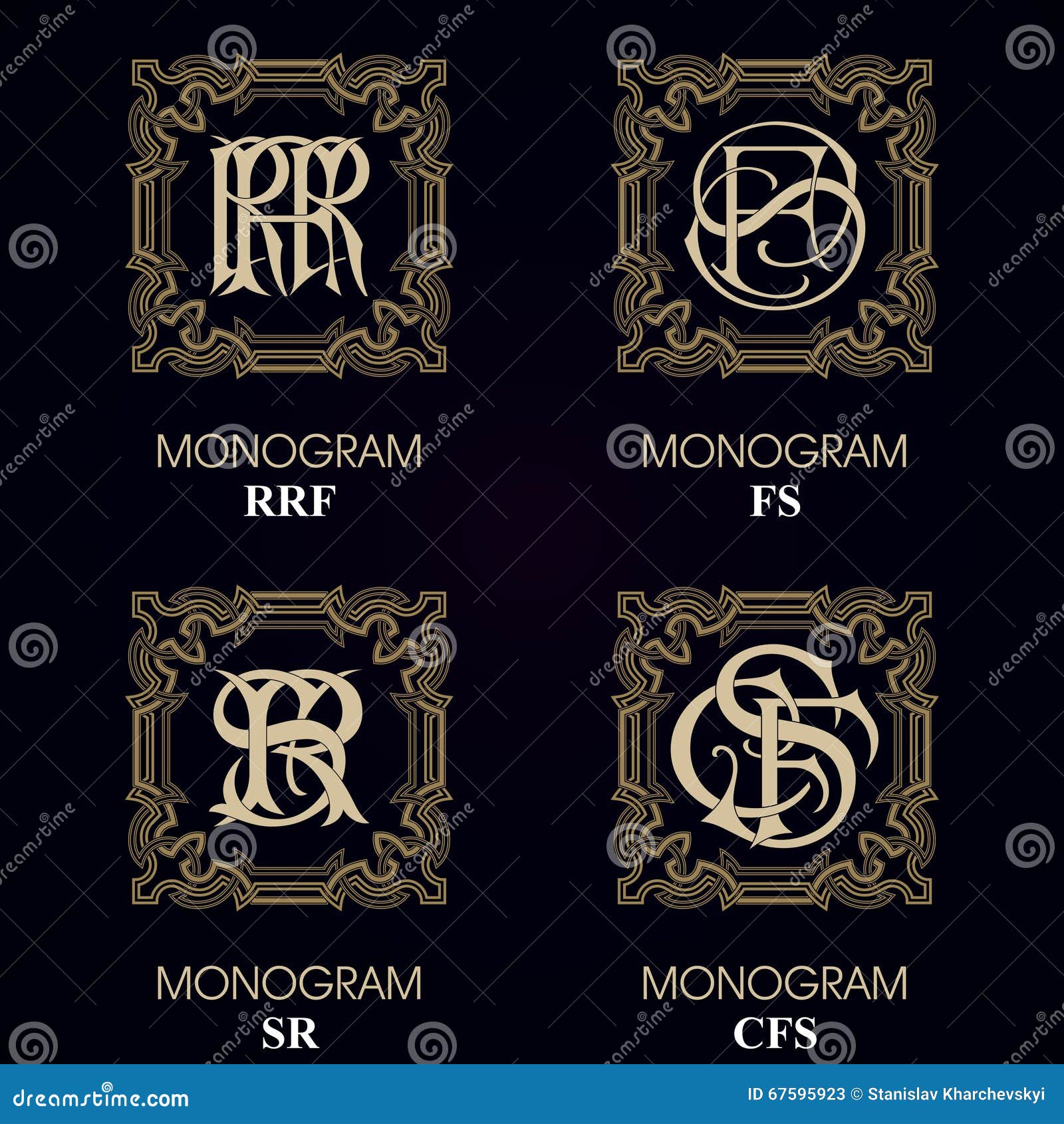 Vintage Monograms - 4 sets stock vector. Illustration of calligraphy ...