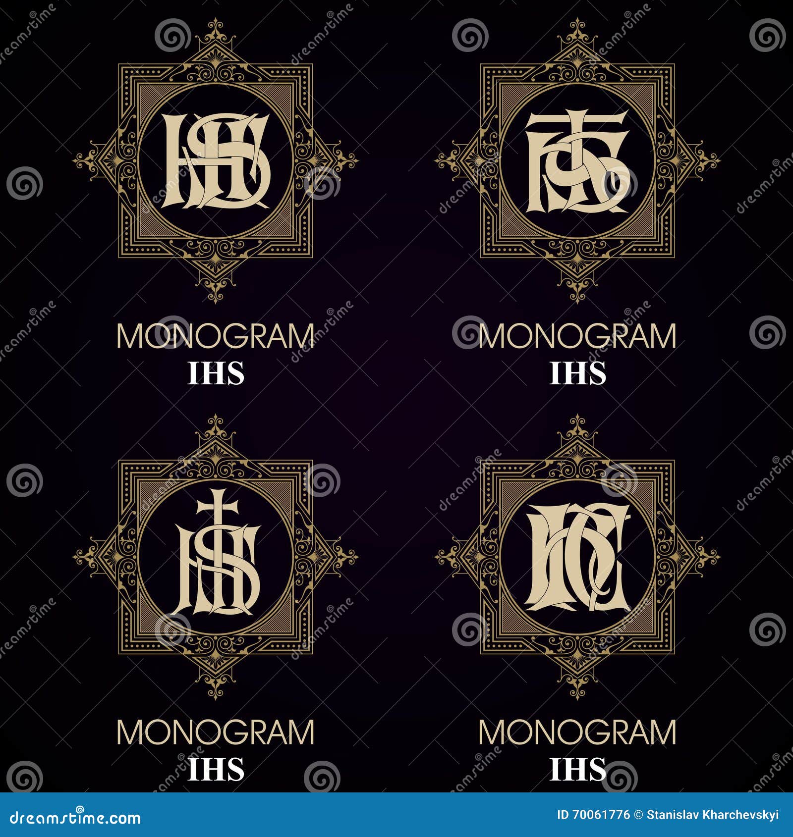 Vintage Monograms - 4 sets stock vector. Illustration of antique - 70061776