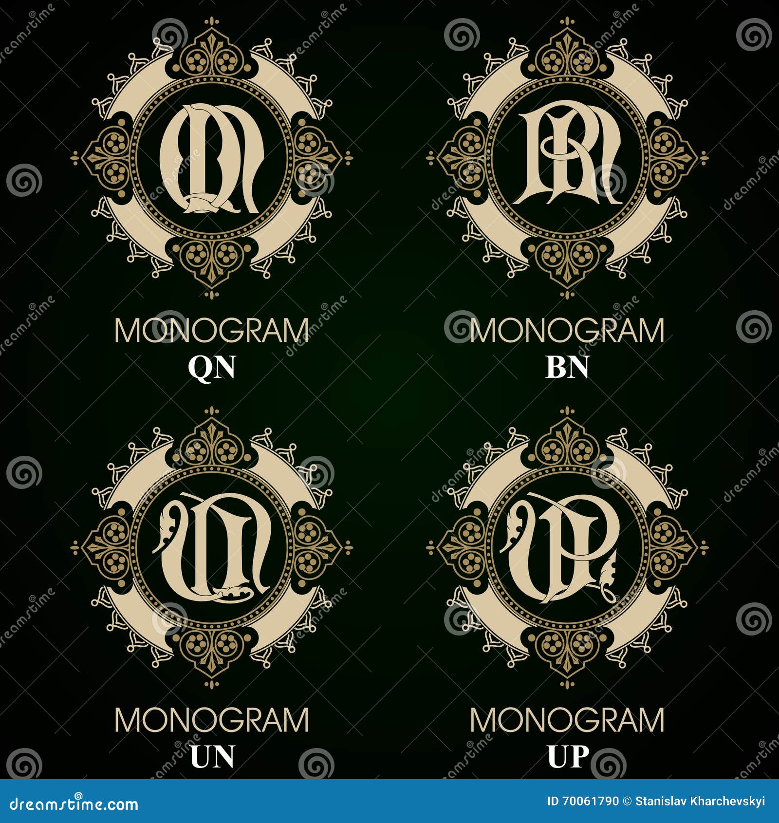 Vintage Monograms - 4 sets stock vector. Illustration of handicraft ...