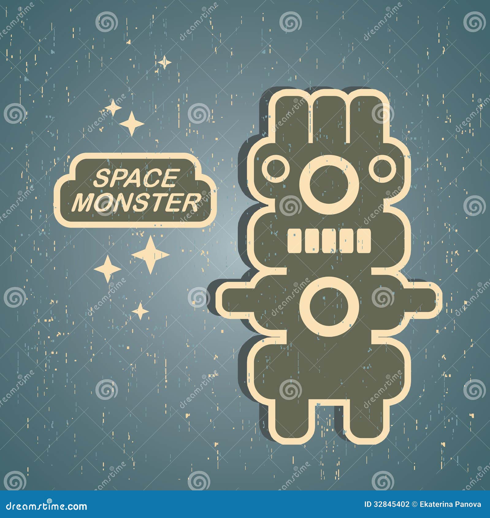 Vintage monster. stock vector. Illustration of pattern - 32845402