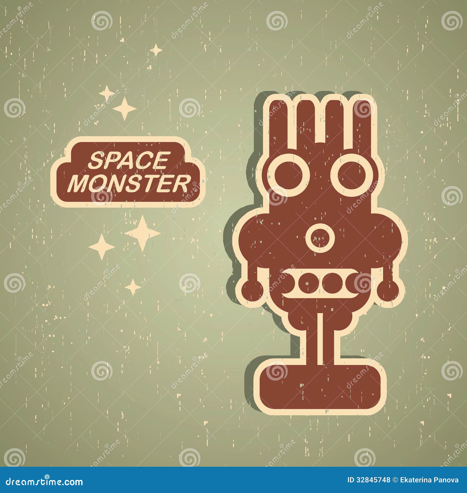 Vintage monster. stock vector. Illustration of pattern - 32845748