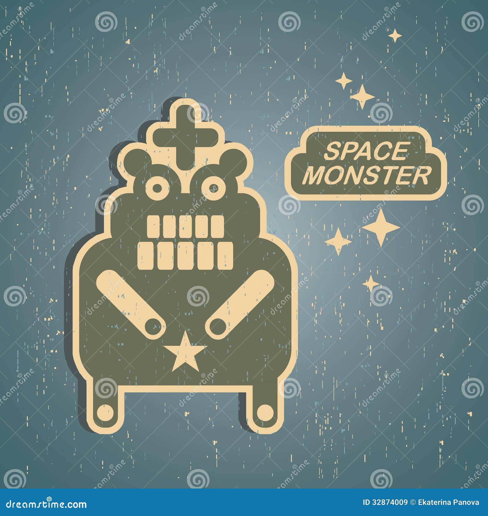 Vintage monster. stock vector. Illustration of background - 32874009