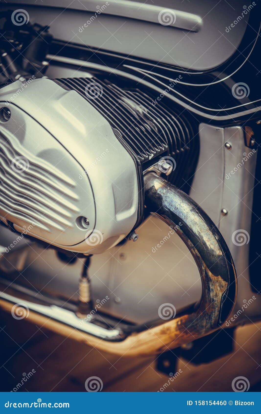 Vintage Motorcycle Boxer Engine Stock Photo - Image of sparkplug ...