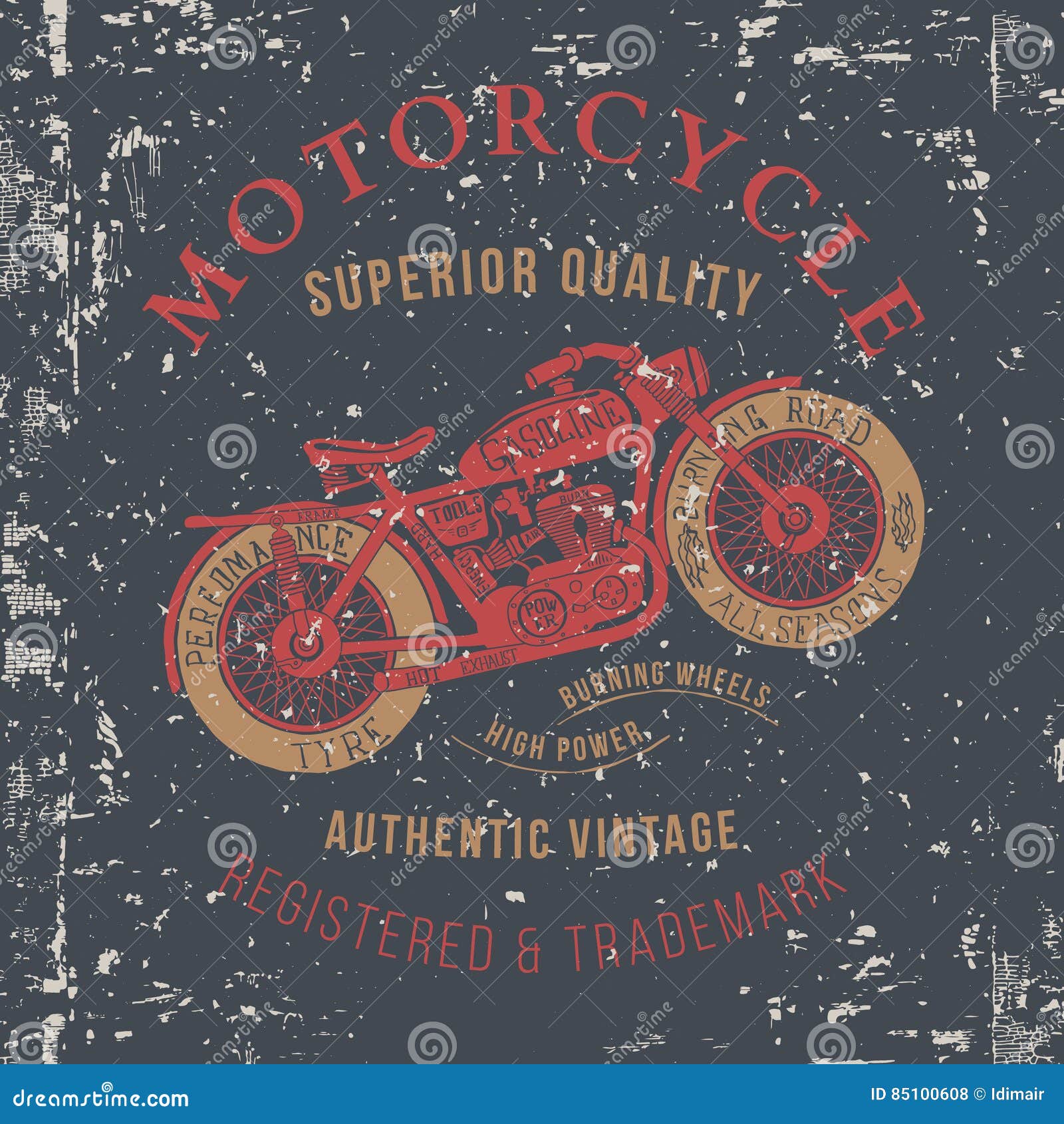 Vintage Motorcycle Design for Tee Shirt Graphic Print Vector Stock ...