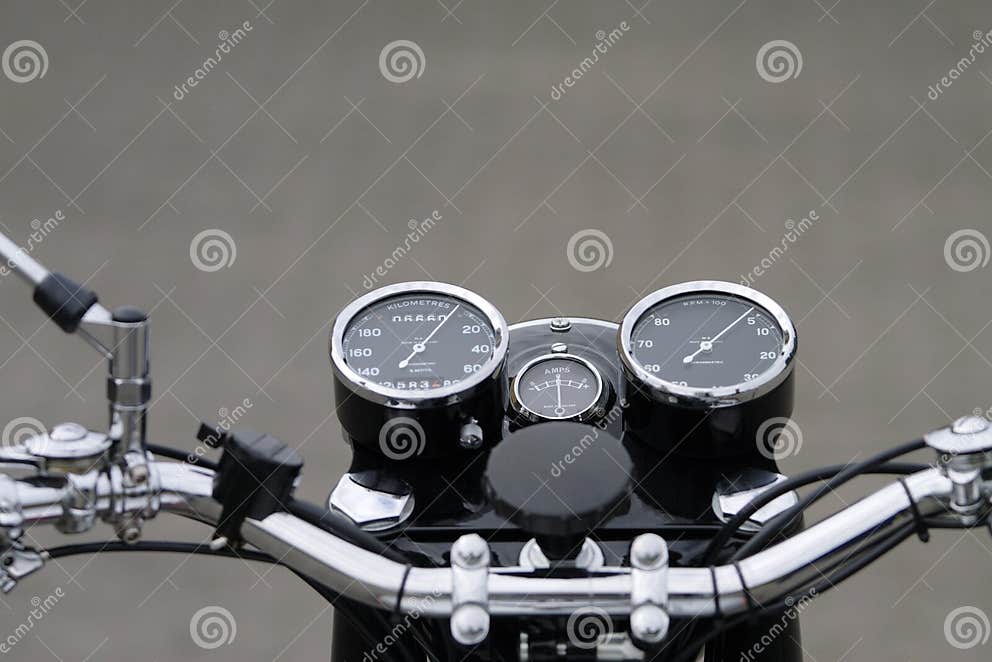 Vintage Motorcycle Instruments Stock Photo - Image of controls ...
