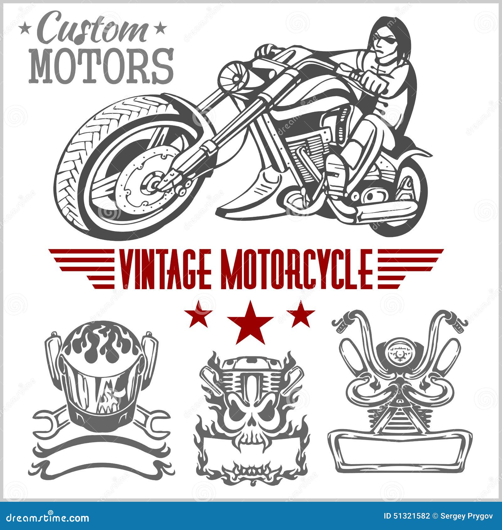 Vintage Motorcycle Labels, Badges and Design Stock Vector ...