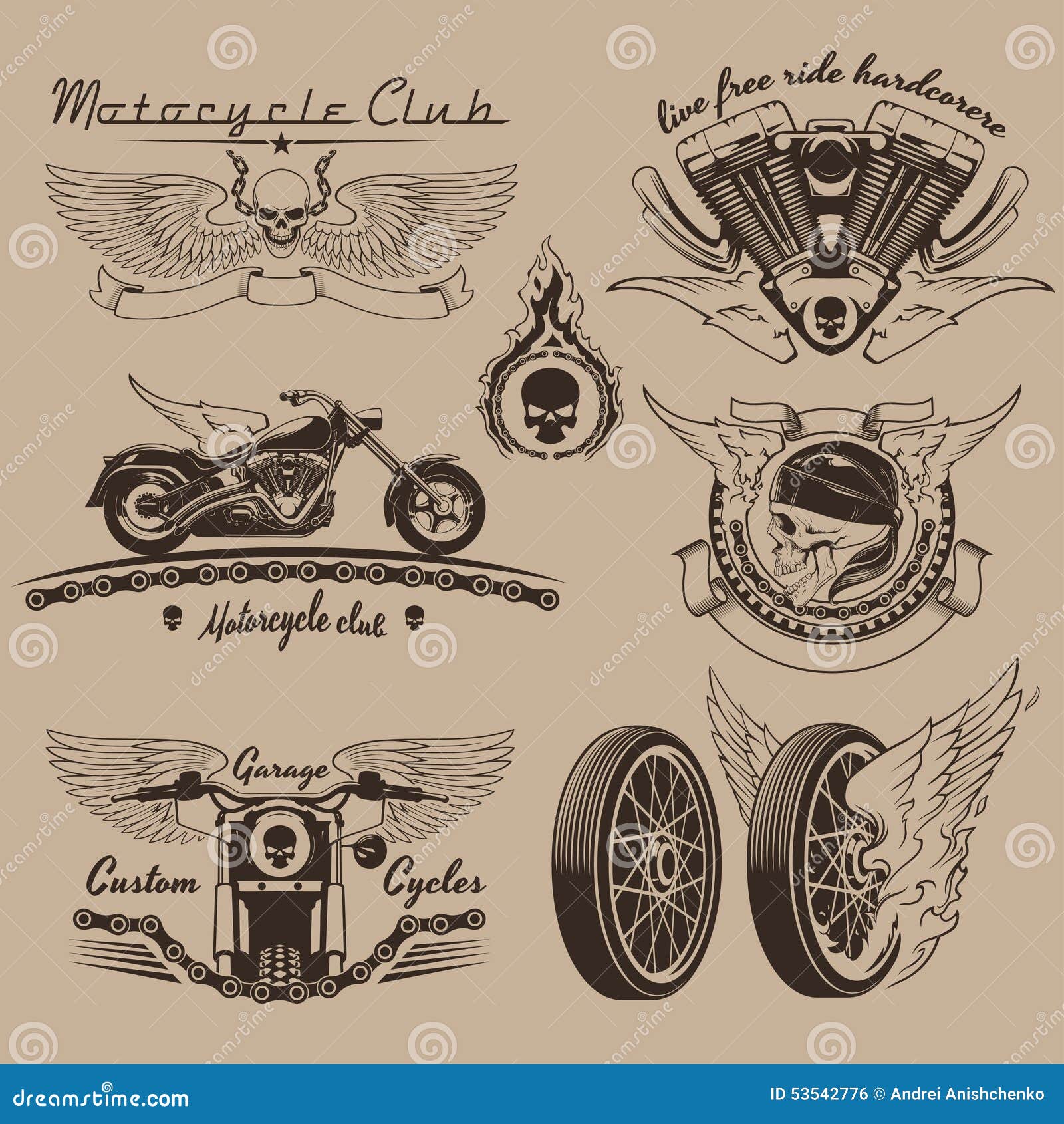 Vintage motorcycle labels stock vector. Illustration of ensign - 53542776