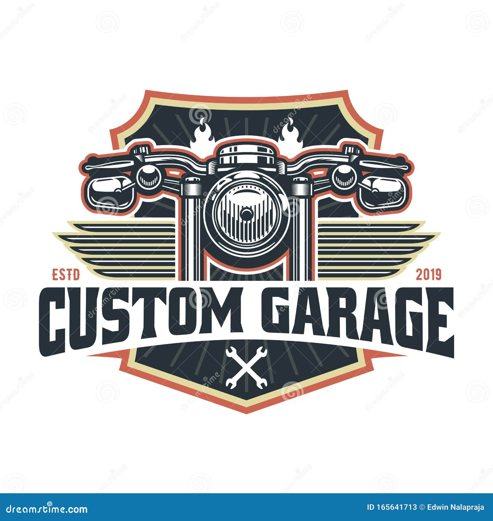 Vintage Motorcycle Logo Template, Vector Retro Custom Garage Emblem or ...