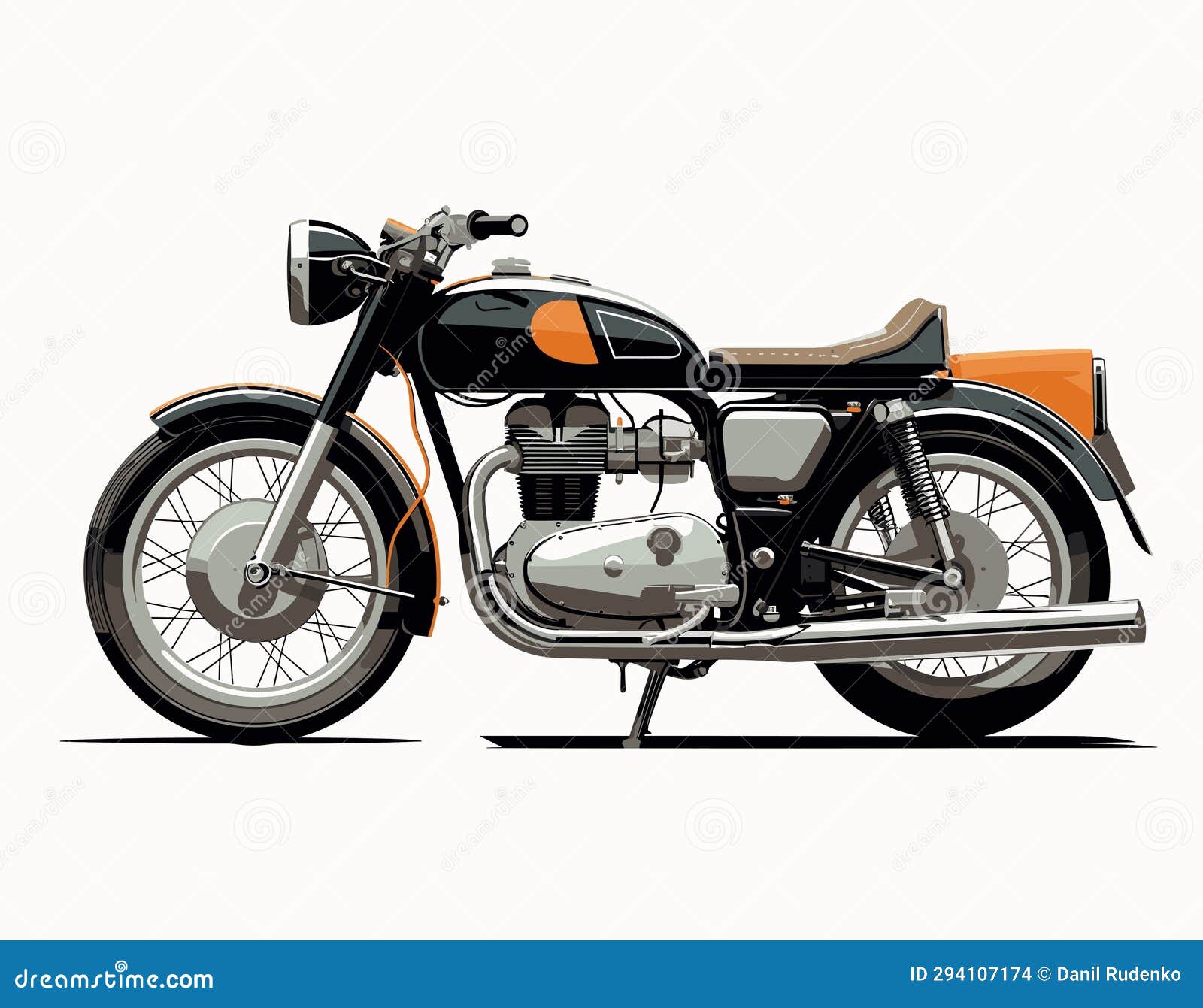 Vintage Motorcycle Side View Stock Vector - Illustration of transport ...