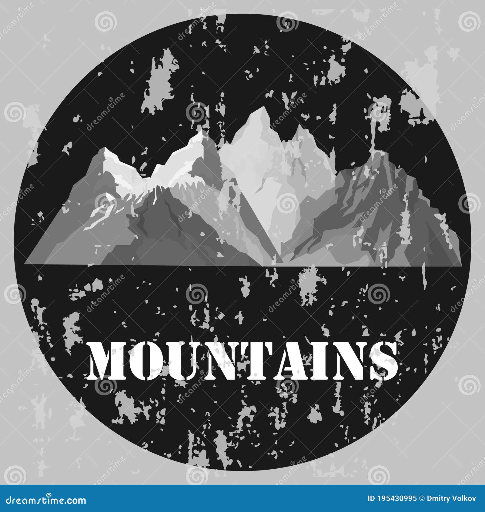 Vintage Mountain Banner. Banner in Gray Tones with Mountains Stock ...