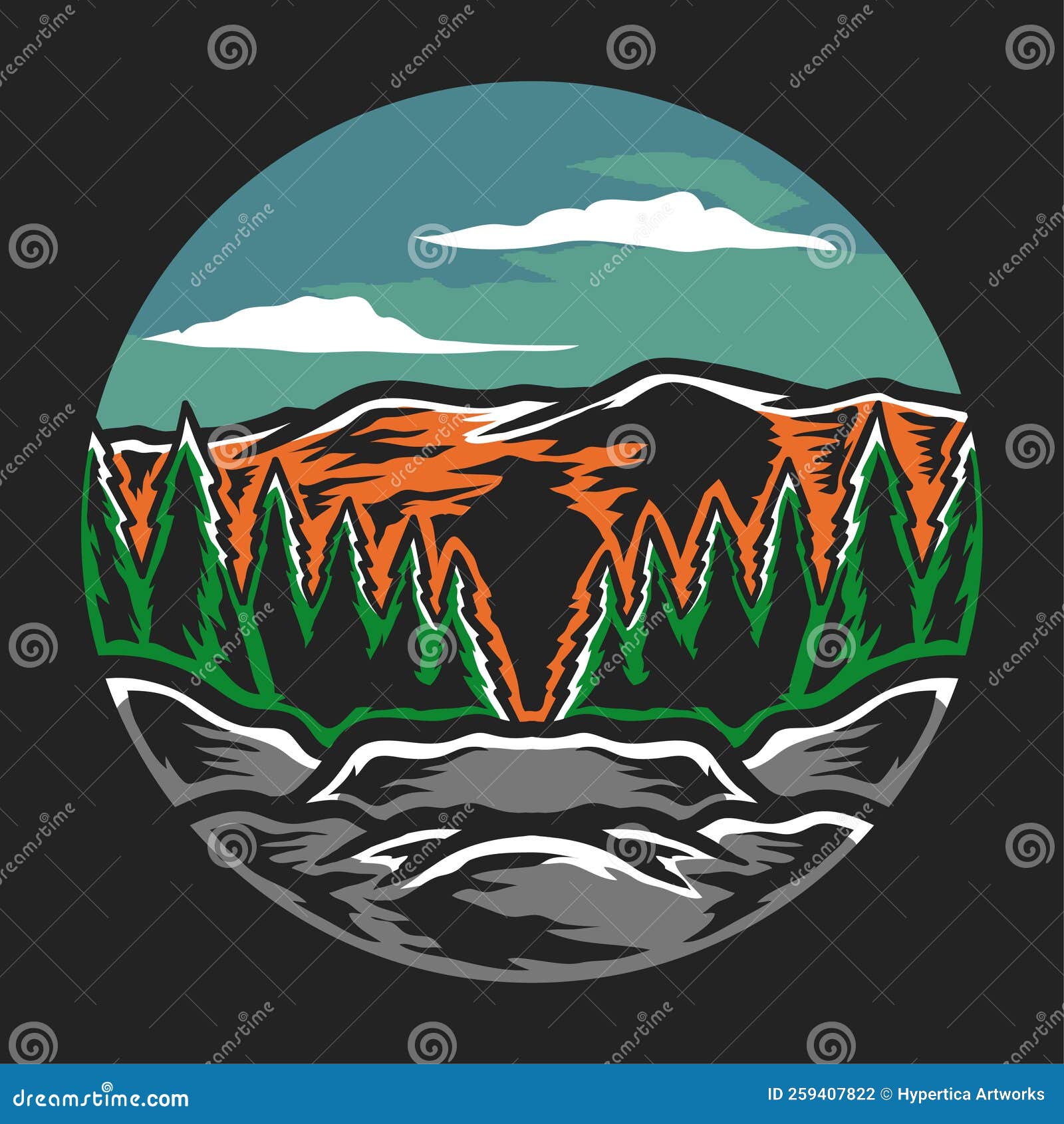 Vintage Mountain with Nature View Vector Illustration Stock ...