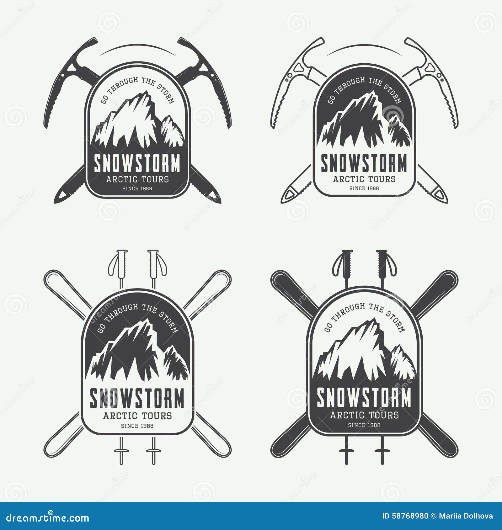 Vintage Arctic Mountaineering Logos, Badges, Emblems Cartoon Vector ...