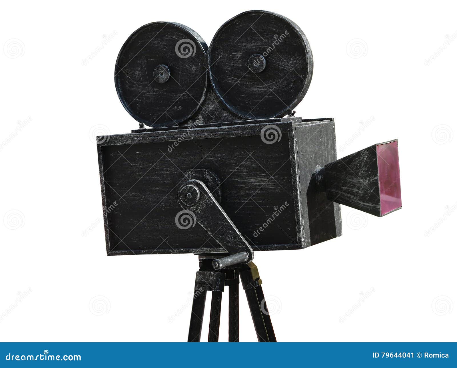 Vintage Movie Camera Black Model Isolated on White Stock Image - Image ...