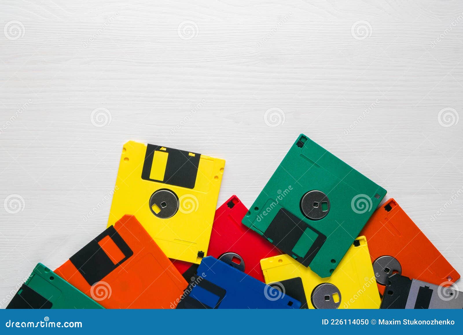 Vintage Multi-colored Floppy Disk on White Background Stock Photo ...