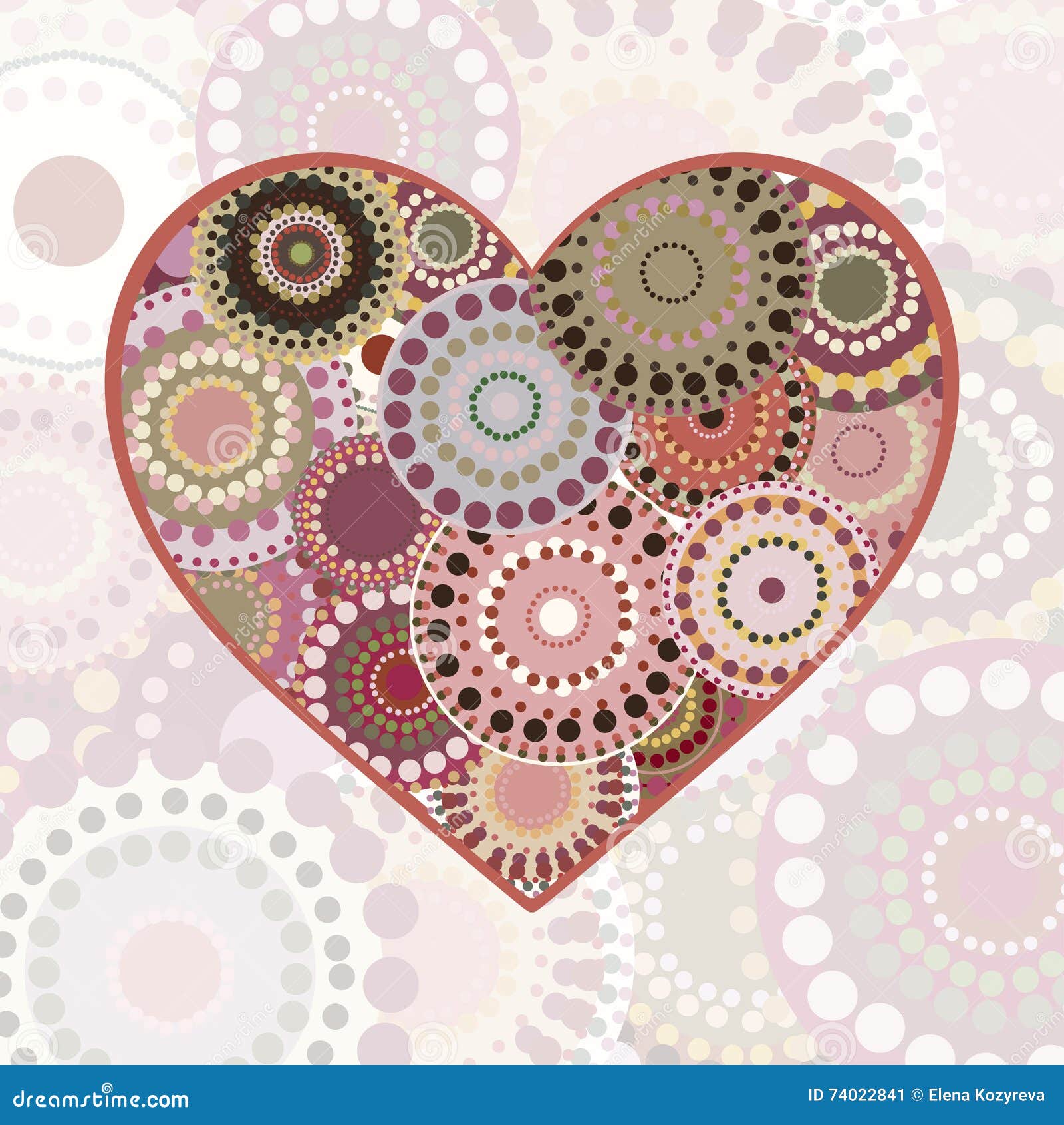 Vintage Multi Colored Patterned Heart. Stock Vector - Illustration of ...