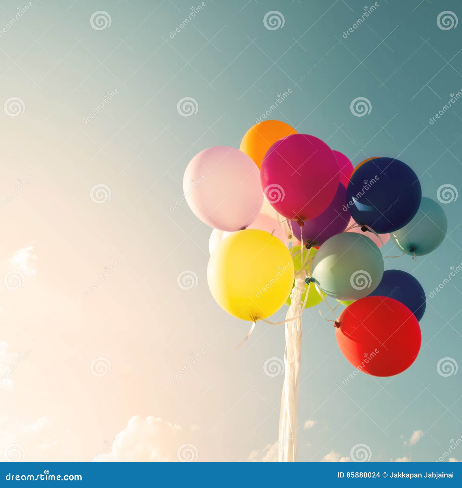 Vintage Multicolored Balloons Stock Photo - Image of toned, party: 85880024