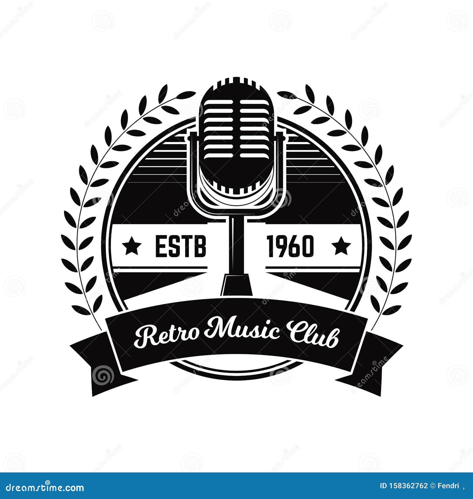 VINTAGE MUSIC EMBLEM stock vector. Illustration of business - 158362762