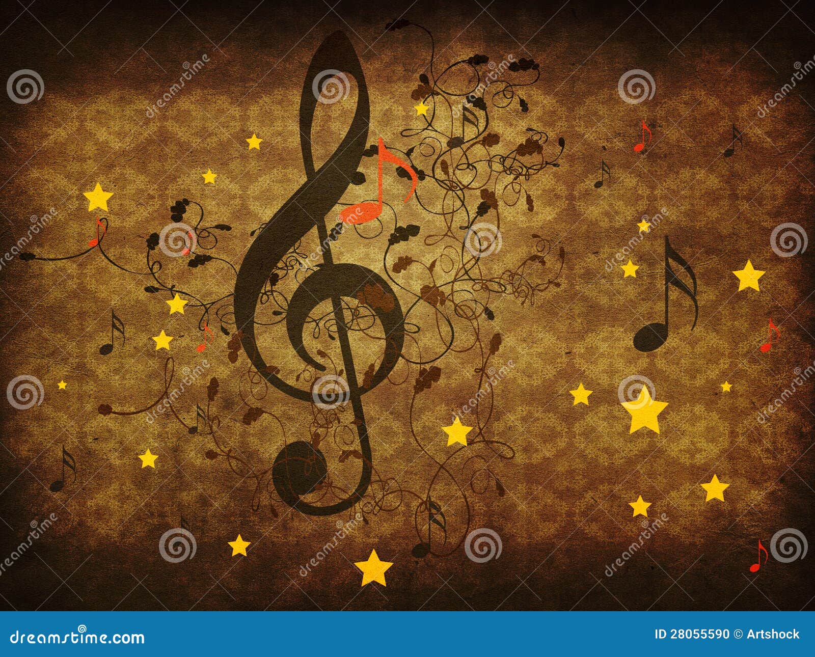 Vintage Music Floral Background Stock Illustration - Illustration of ...