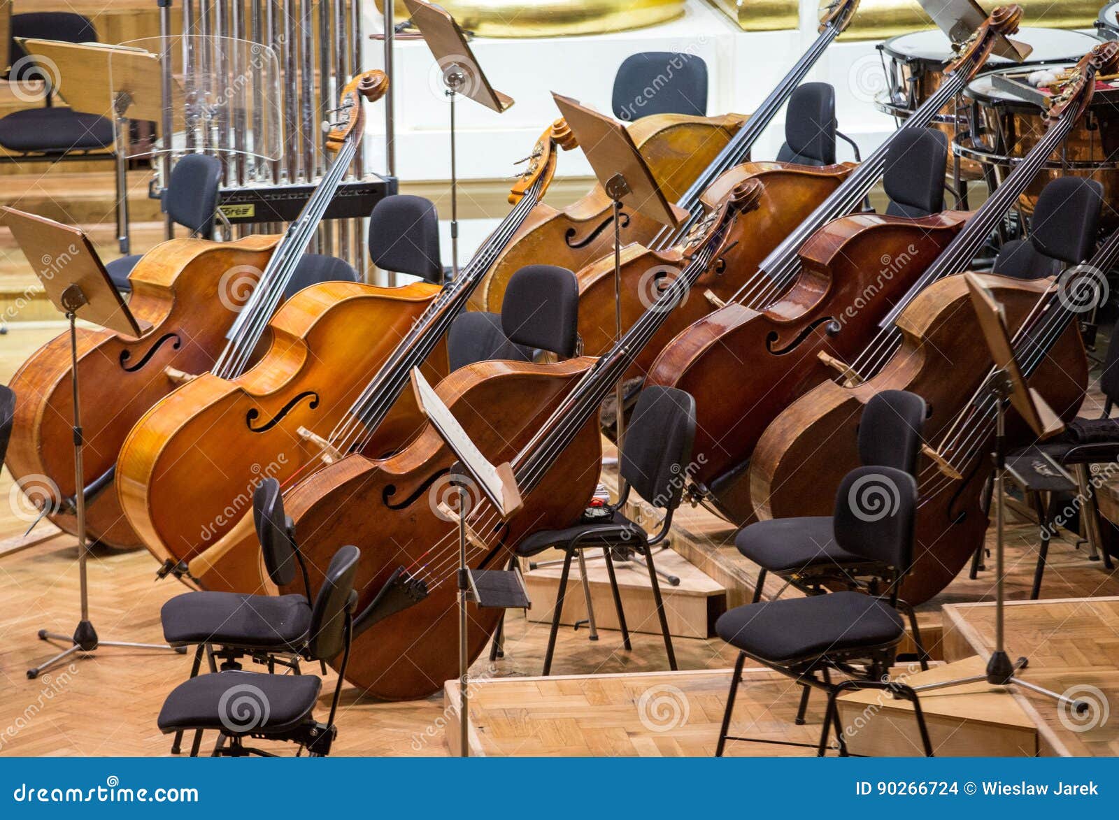 Vintage, Music Instruments, Old Bass Viols on Stage. Stock Photo ...