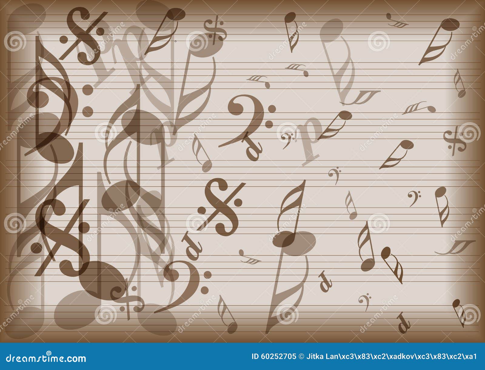 Vintage Music Notes Background Stock Vector - Illustration of alphabets ...