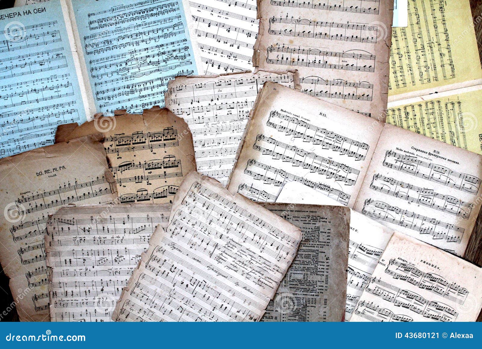 Vintage music scores stock image. Image of overhead, manuscripts - 43680121